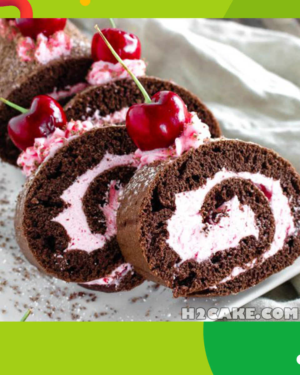 Irresistible Black Forest Roll Cake - H2Cake
